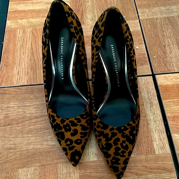 Zara | Shoes | Brand New Zara Leopard Brown And Black 4 Inch Heels ...